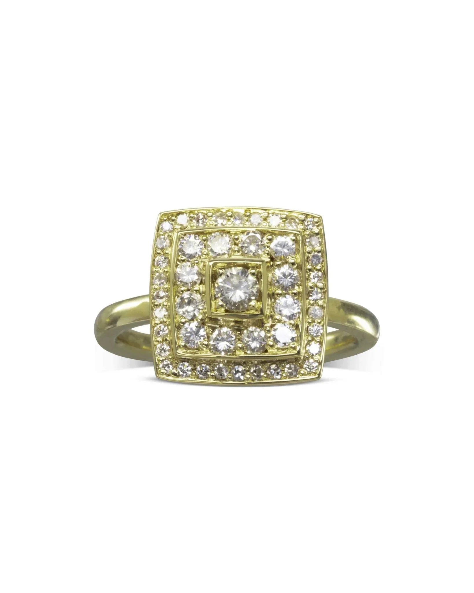 Pagoda Diamond Gold Cluster Engagement Ring | Pruden and Smith