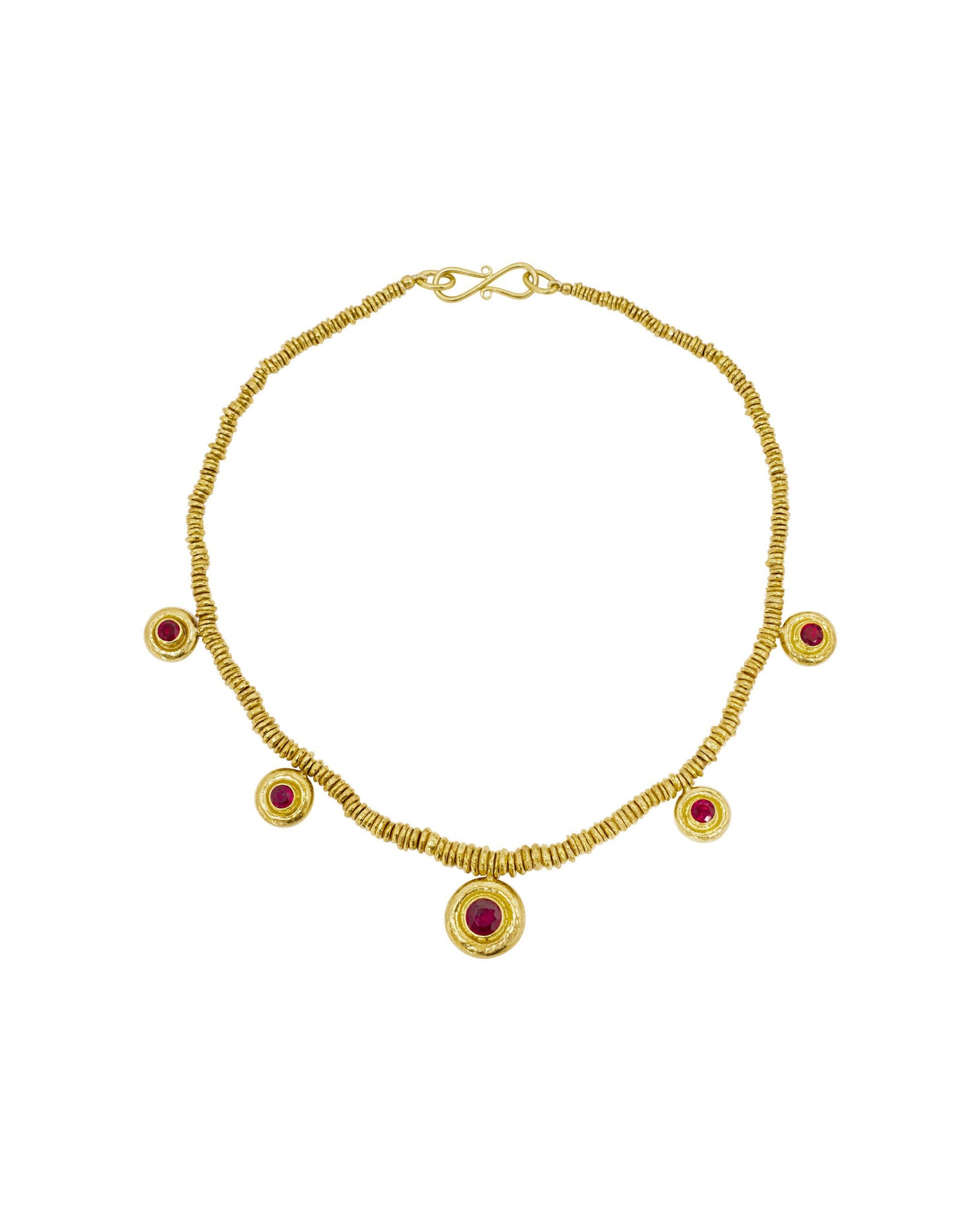 Hammered Disc Ruby Necklace | Pruden and Smith